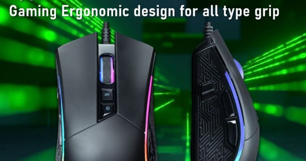 (Mouse) EGA Type M6 Black Gaming Ergonomic design for all type grip