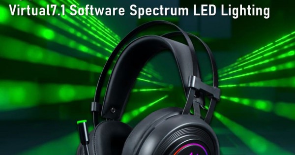 (HEADSET) EGA Type H3 Black Virtual7.1 Software Spectrum LED Lighting