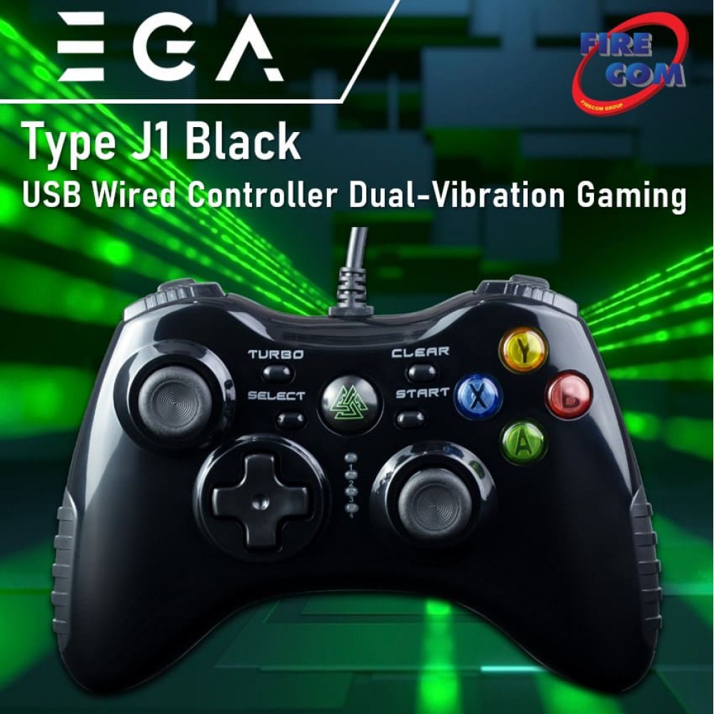 (JOYCONTROLLER) EGA Type J1 Black USB Wired Controller Dual-Vibration ...