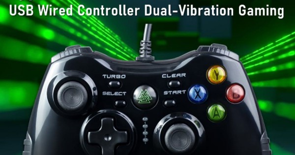 (JOYCONTROLLER) EGA Type J1 Black USB Wired Controller Dual-Vibration ...