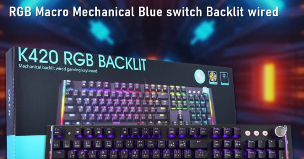 (KEYBOARD) OKER K420 Black RGB Macro Mechanical Blue switch Backlit wired