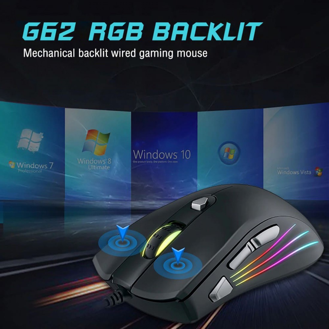(Mouse)Oker G62 Black RGB Mechanical Backlit wired Gaming
