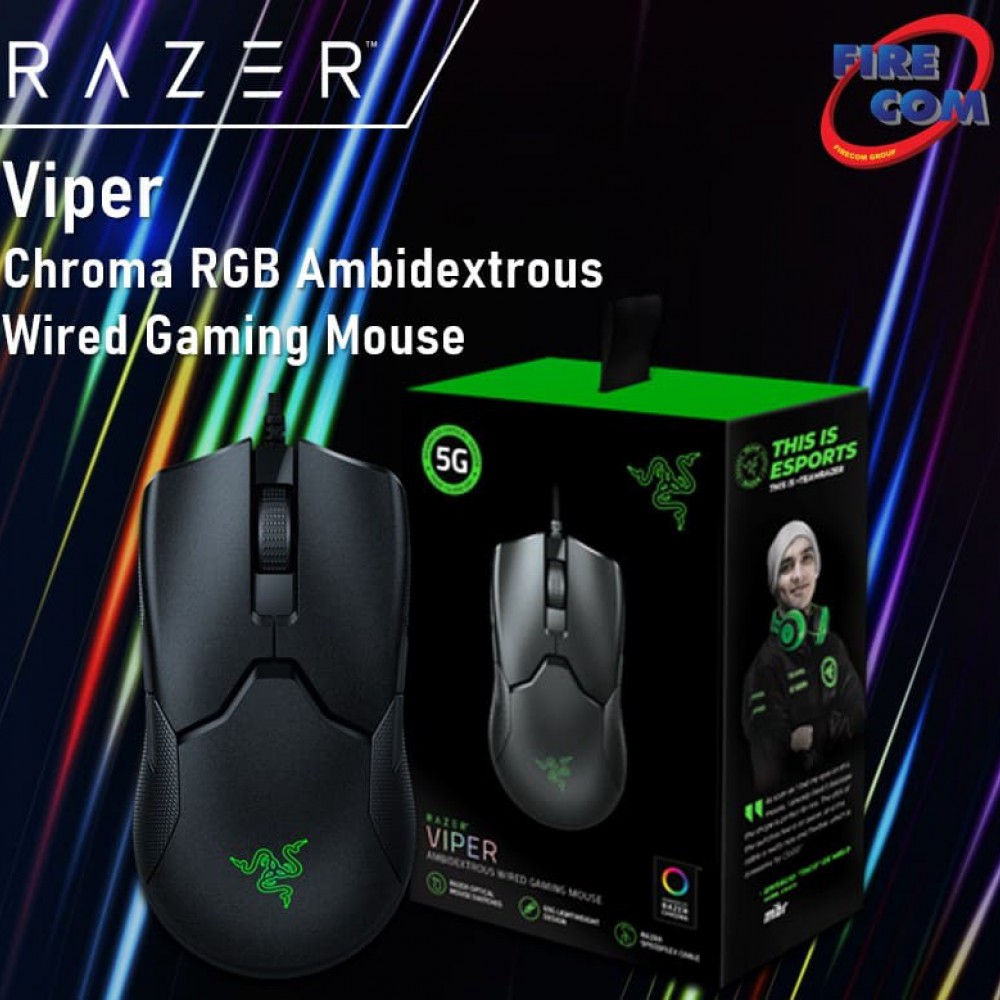 (Mouse)Razer Viper Chroma RGB Ambidextrous Wired Gaming Mouse