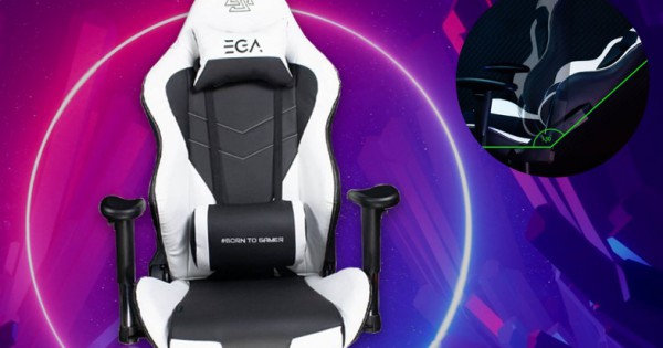 Gaming Chair (เก้าอี้เกมมิ่ง) EGA Type G-1 Black/White (20712)